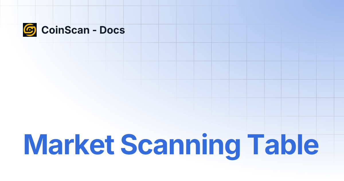 Market Scanning Table | CoinScan - Docs